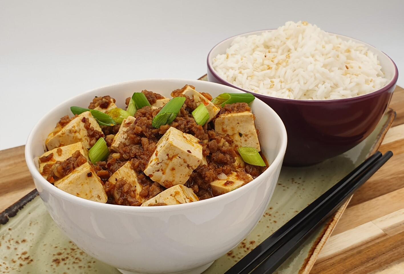 Mapo Tofu with Sesame Rice - Vegetarian Society