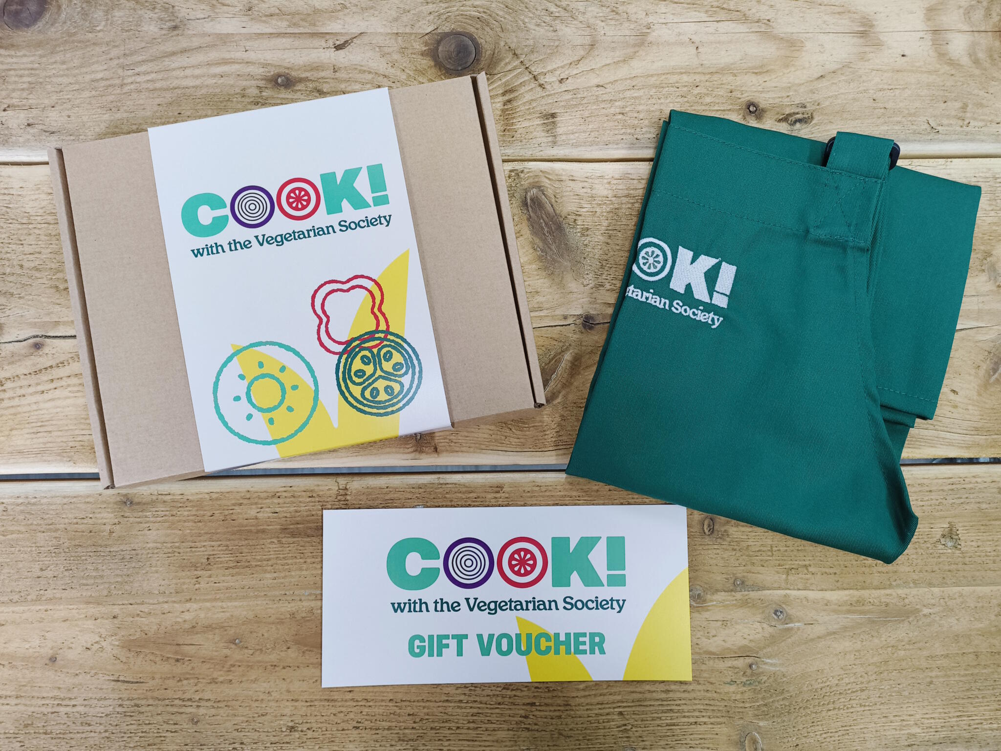 COOK! Letterbox gift voucher and apron - Vegetarian Society