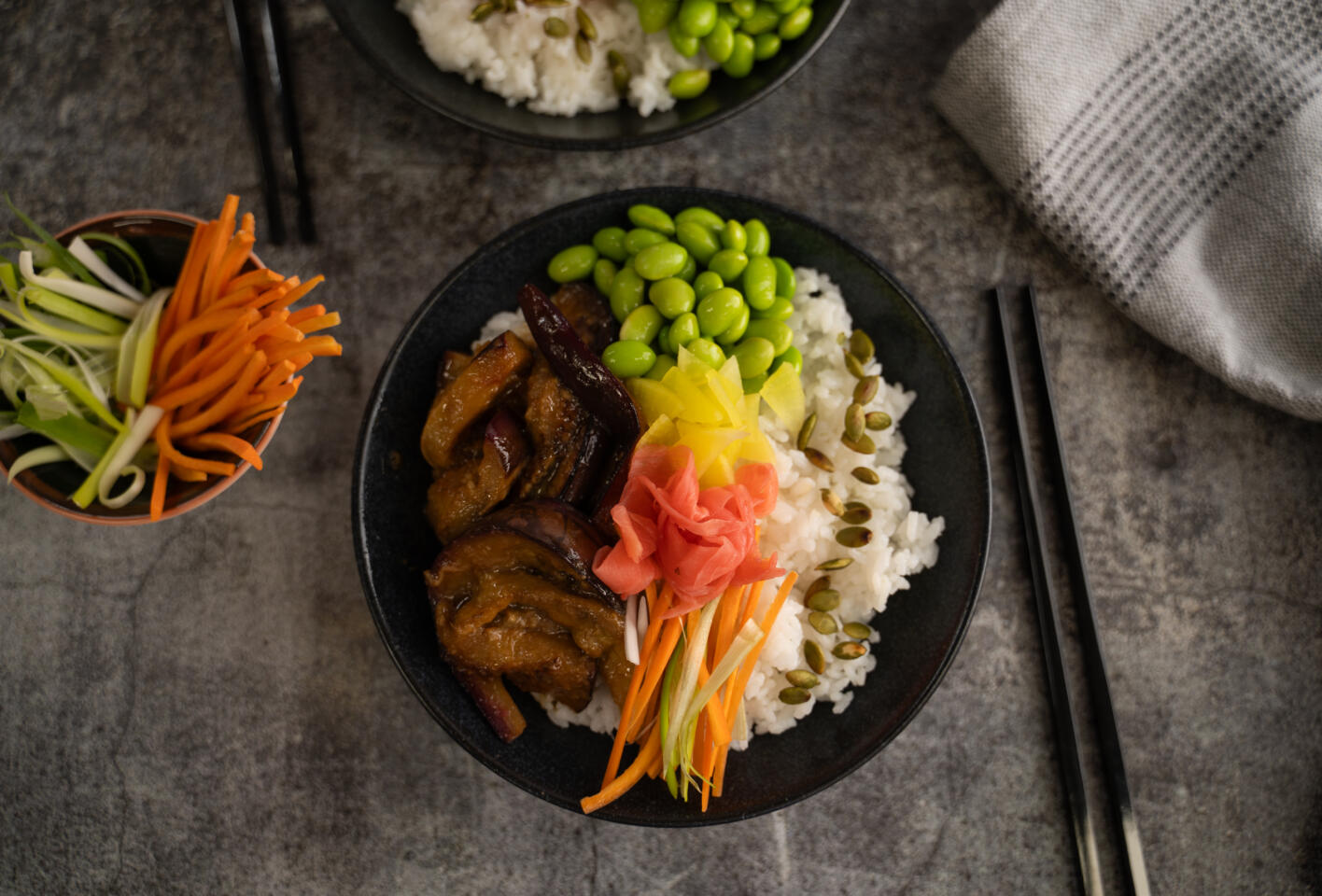 Miso Aubergine Sticky Rice Bowl - Vegetarian Society